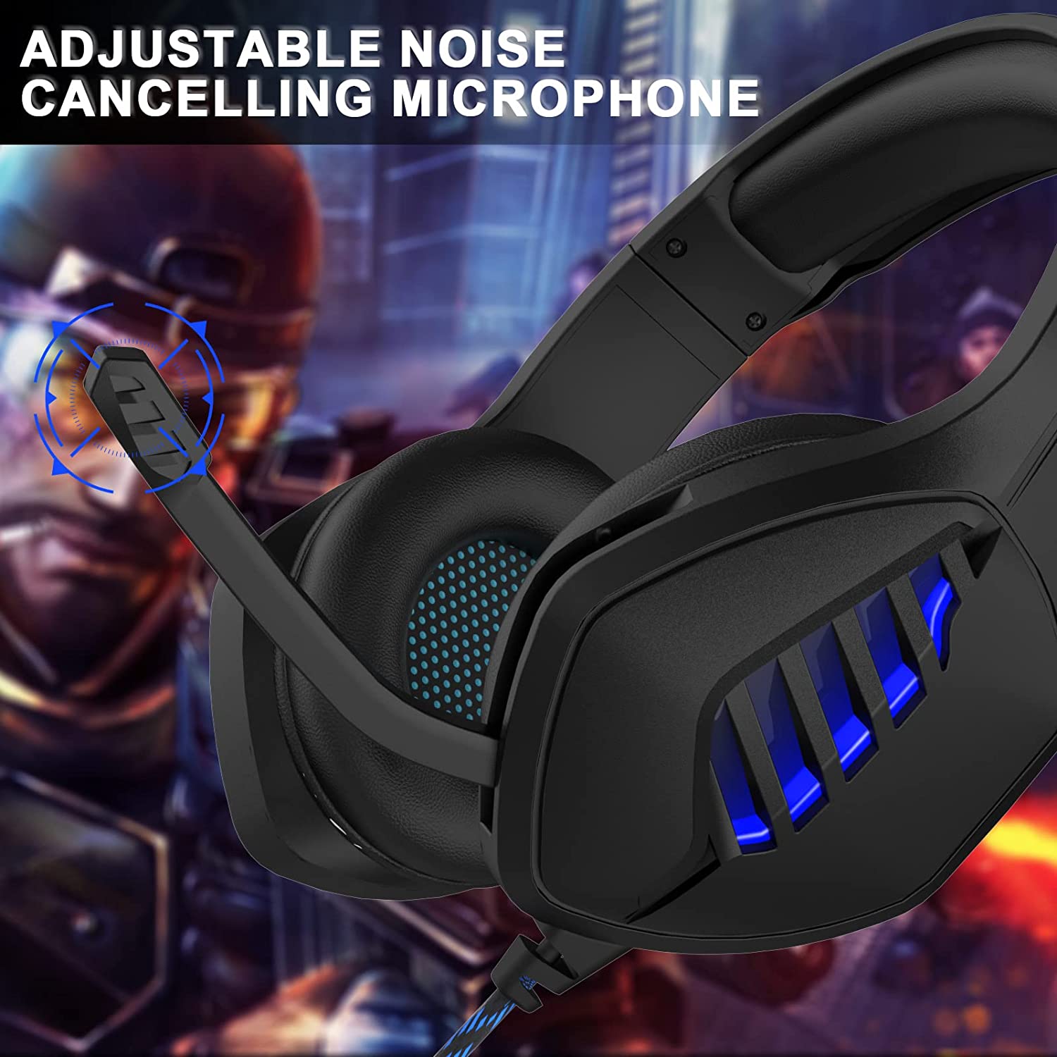 Targeal J1 gaming headset mikrofonnal - fekete és kék - eMAG.hu