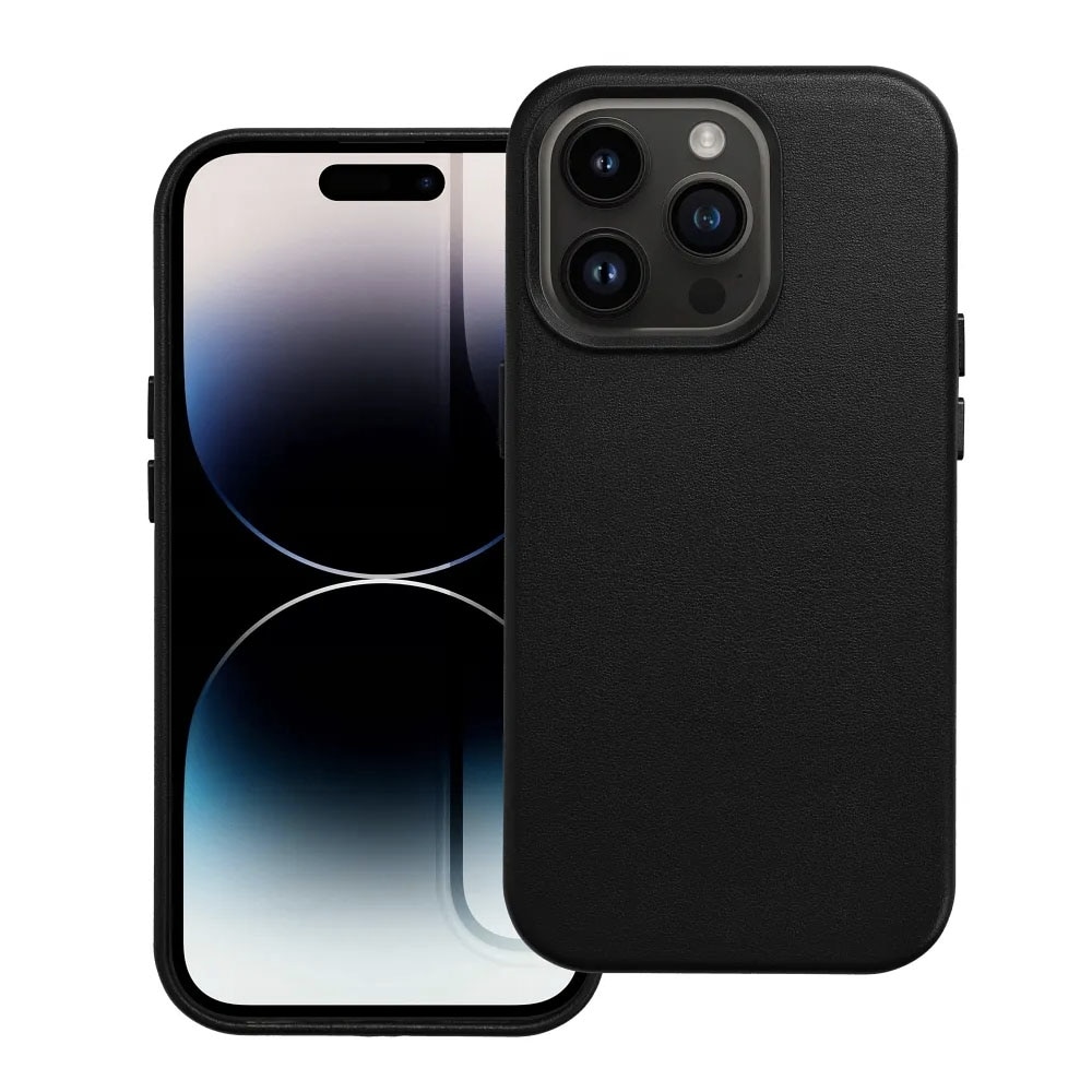 Защитен калъф Optim Solution, За Apple iPhone 15 Pro Max, Кожа, MagSafe, Черен - eMAG.bg