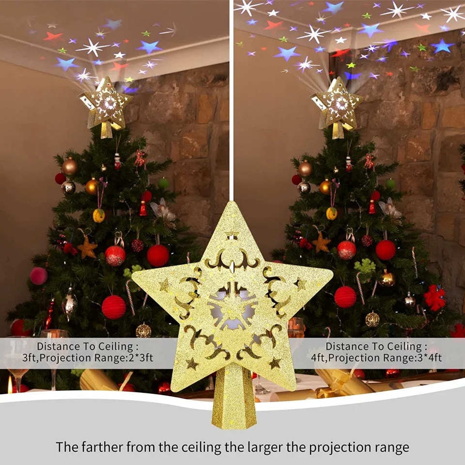 Stea pentru bradul de Craciun Kinikiss, LED, plastic, auriu - eMAG.ro