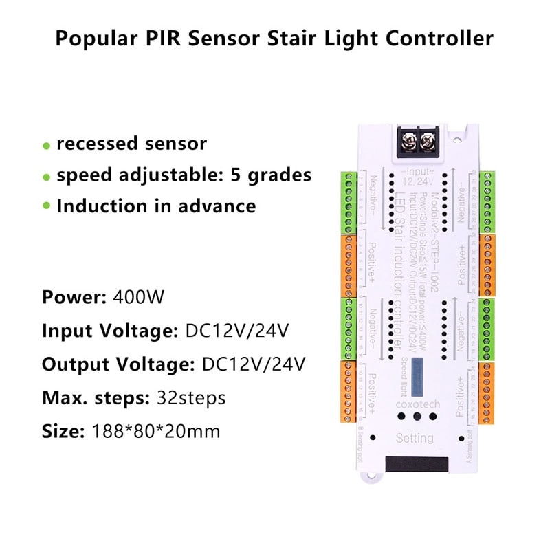 Controler de lumina cu senzor de miscare LED pentru scara, alb, 32 ...