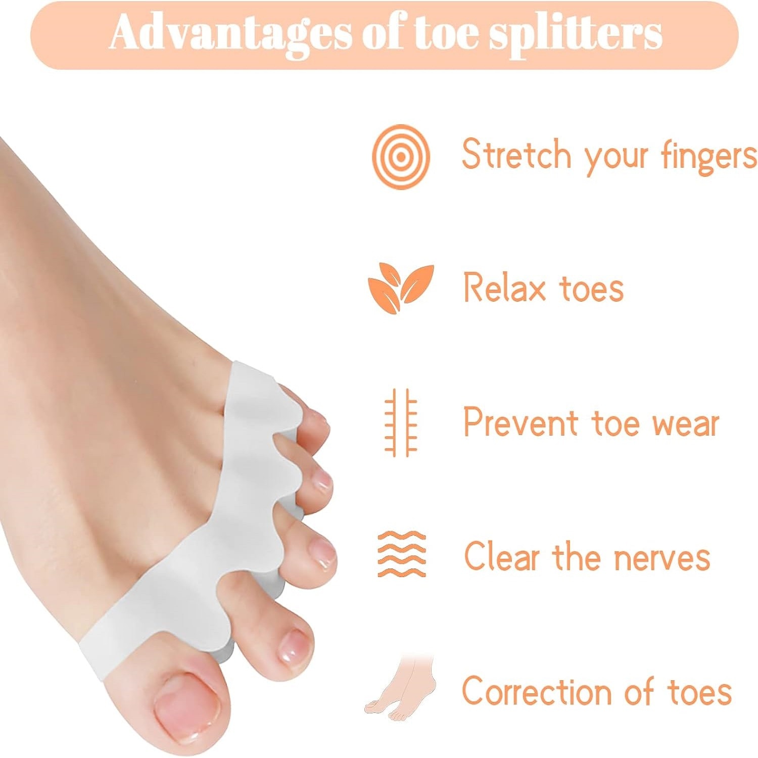 Set 2 separatoare degete de la picioare, Sunmostar, Silicon ...
