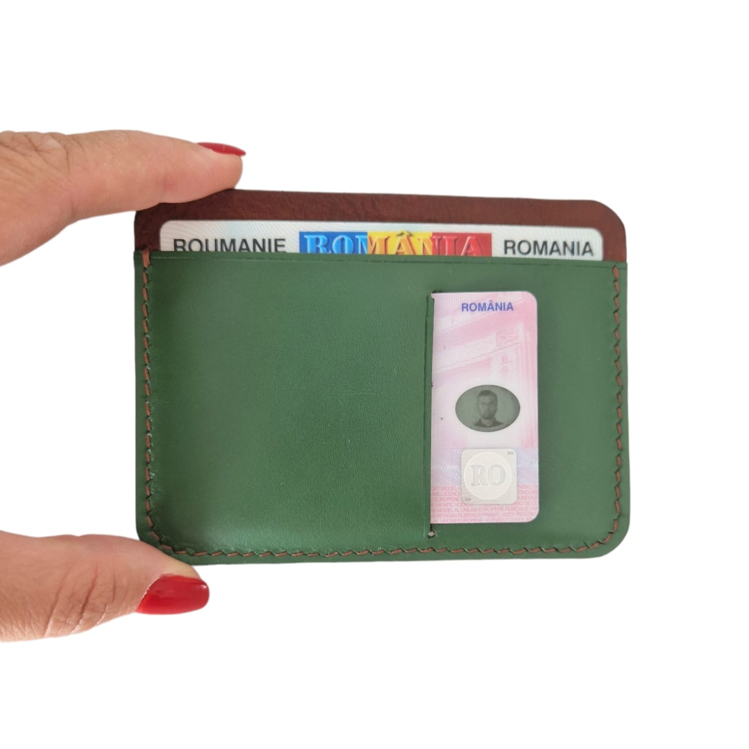 Portofel din piele naturala, lucrat manual, minimalist - eMAG.ro