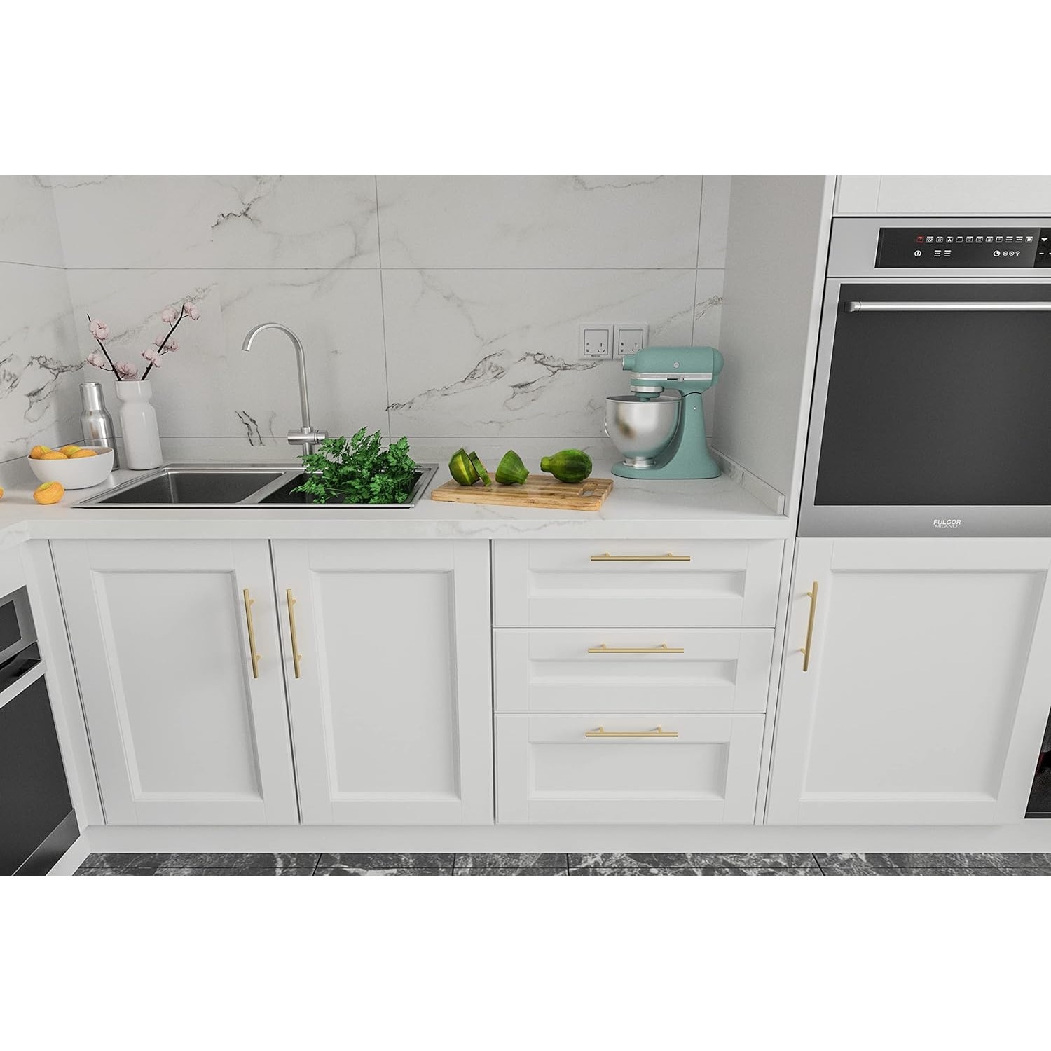 Set 10 manere pentru mobila, Mmgoqqt, Inox, 128 mm, Auriu - eMAG.ro