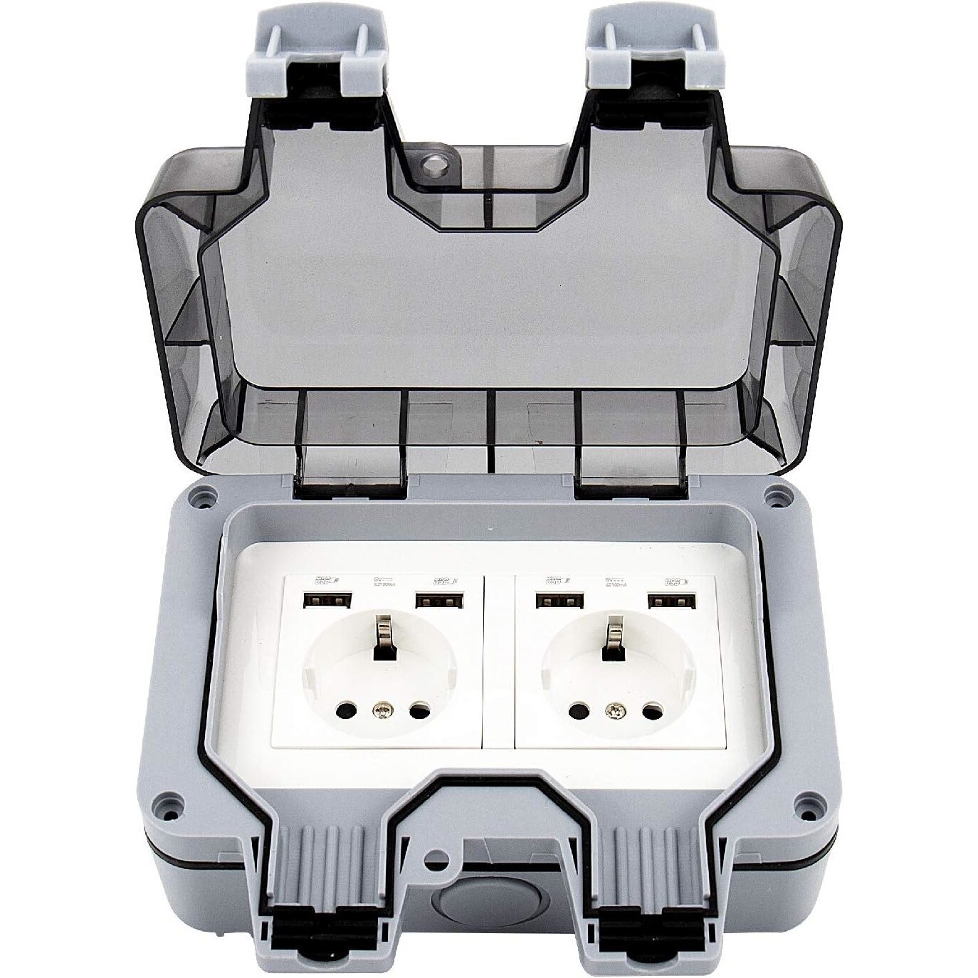 Priza dubla, Mmgoqqt, Policarbonat, Port USB, Gri - eMAG.ro