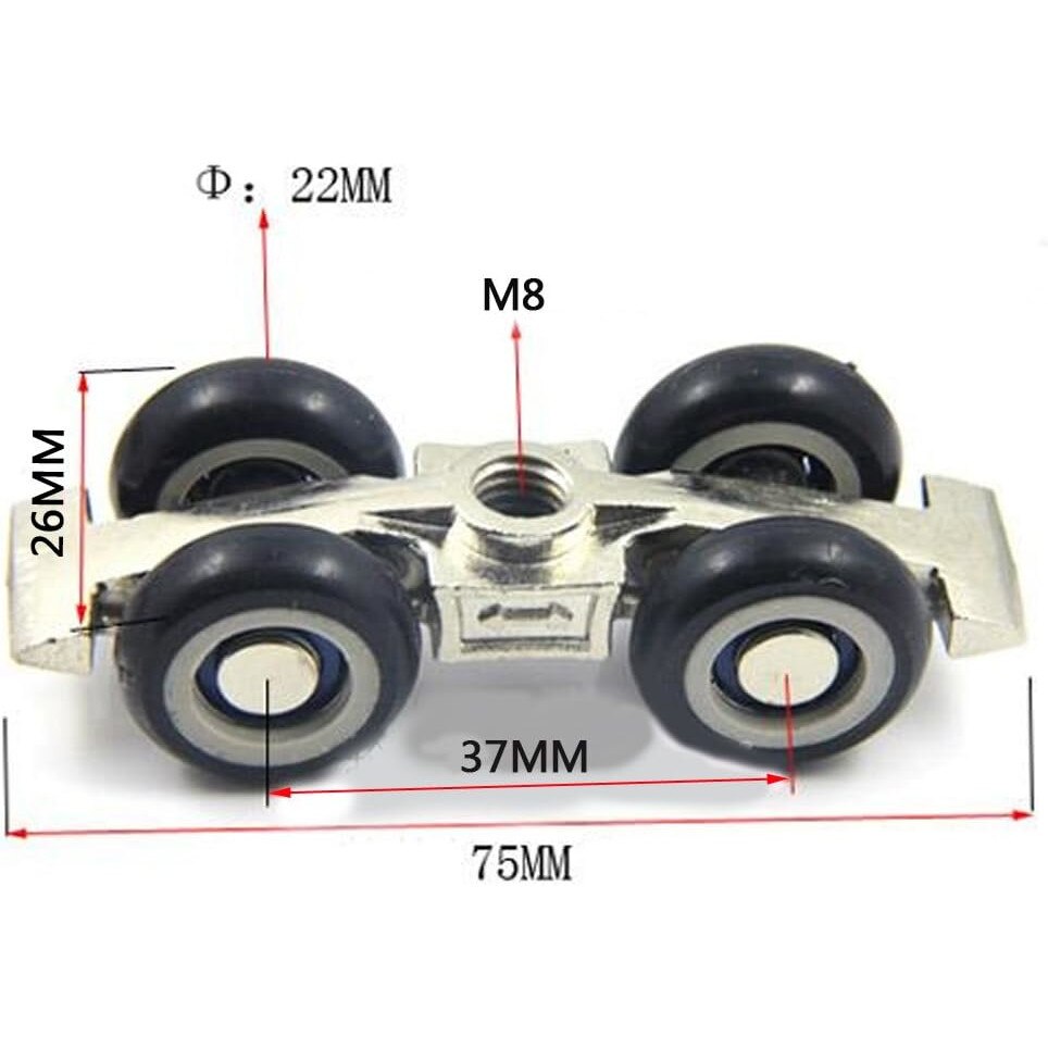 Set role pentru usi glisante cu 4 roti, Jormftte, Fier/Aliaj, Argintiu ...