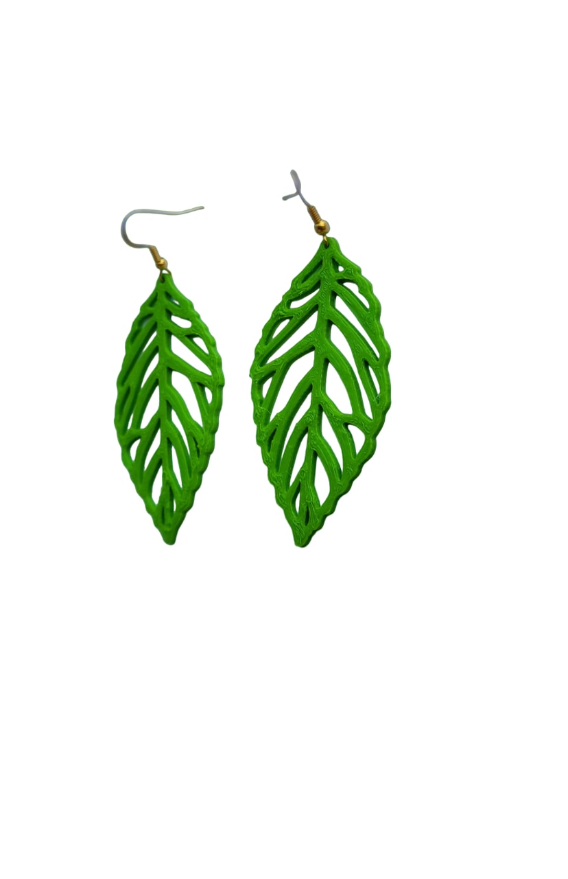 Cercei printati 3D din material biodegradabil, model frunza, Verde, 6.5 ...