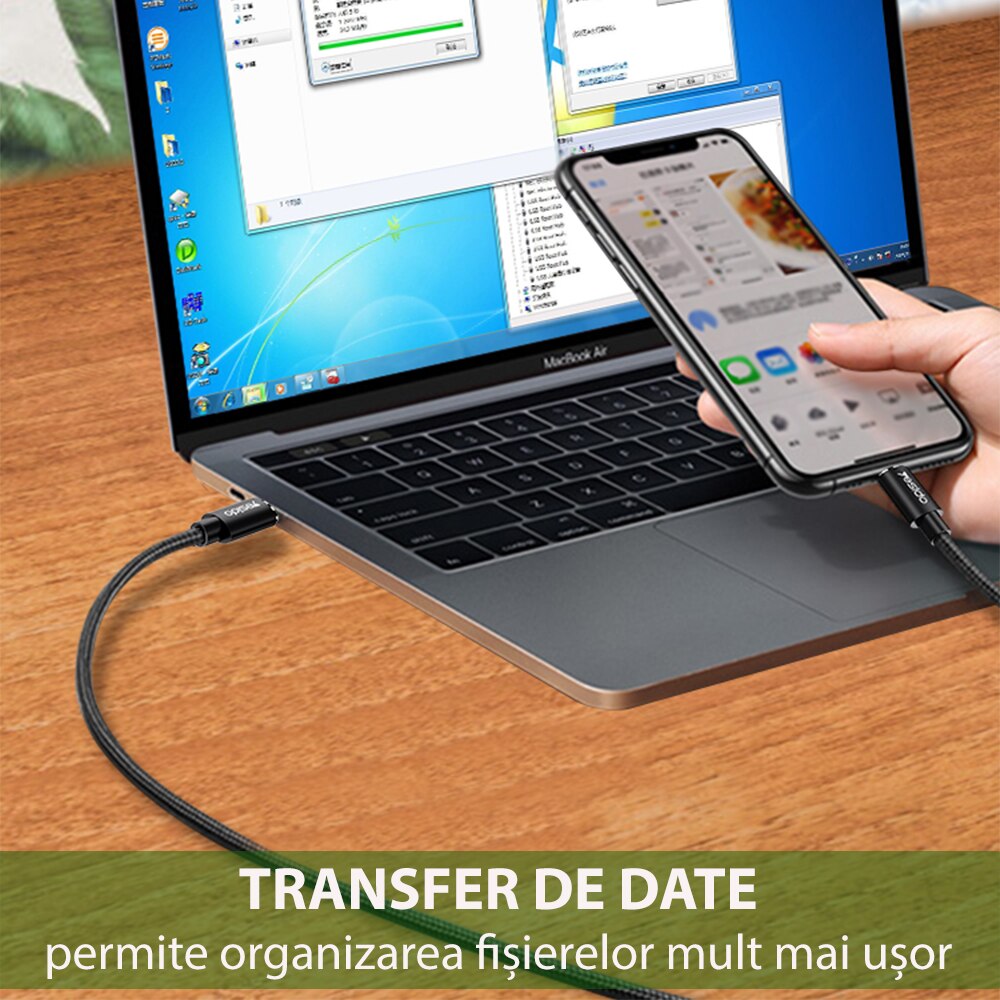 Cablu tip Lightning - USB, 2.4A, 1.2m, Yesido (CA-57), Negru - eMAG.ro