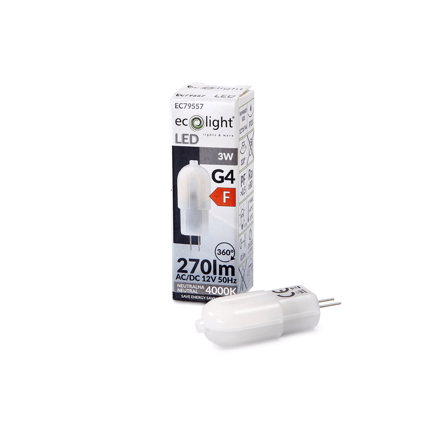 Bec cu LED G4 3W 12V 270lm, alb neutru (4000K) - eMAG.ro
