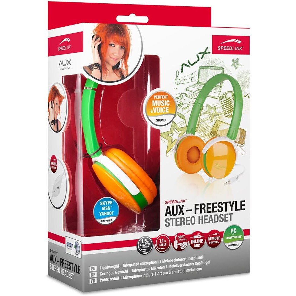 Casti Stereo, verde-portocaliu - eMAG.ro