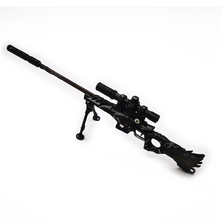 Miniatura de colectie Pusca Sniper 17 cm, Integral din metal, cu luneta ...