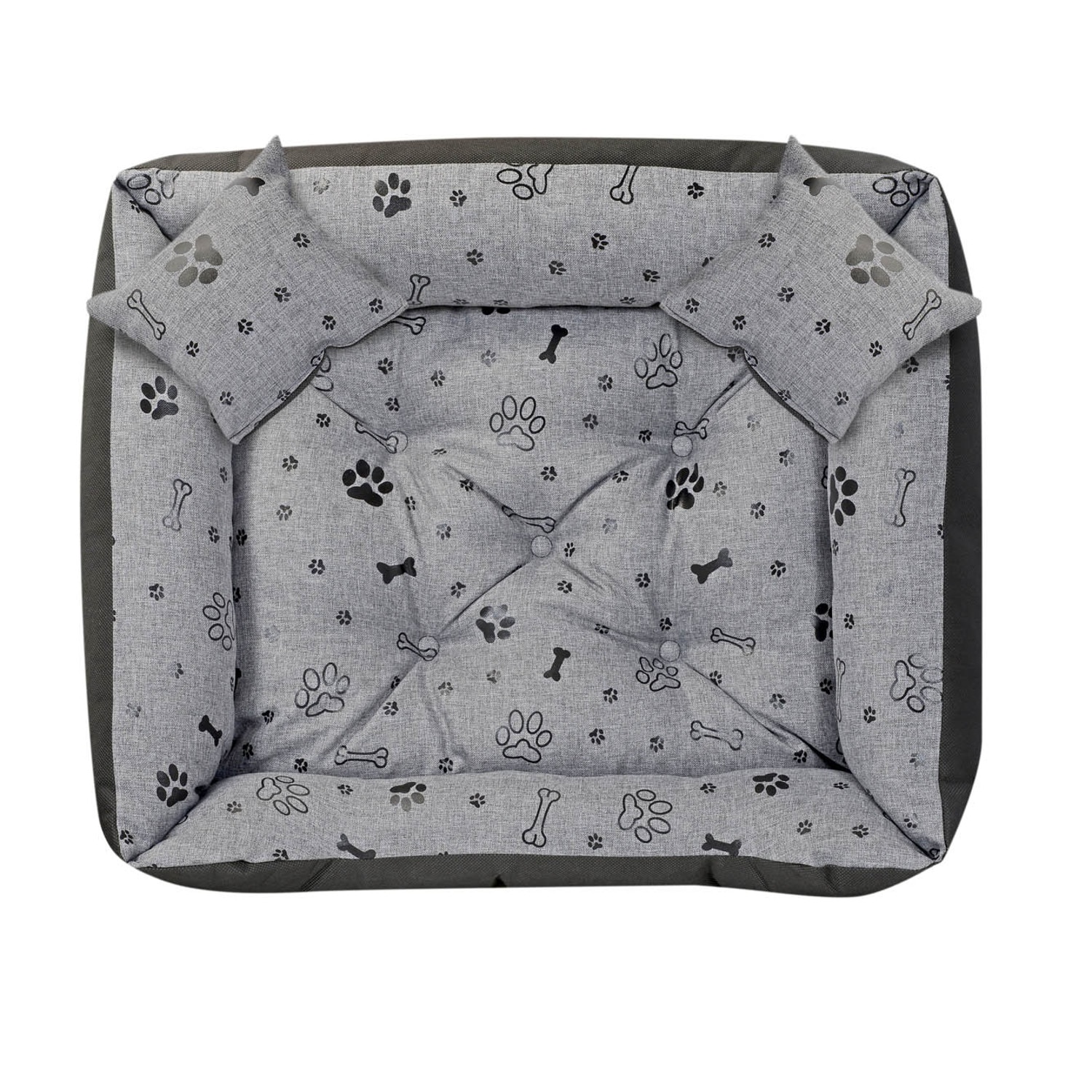 Pat pentru caini Aio Factory Bones, 80 x 65 cm, negru-gri - eMAG.ro