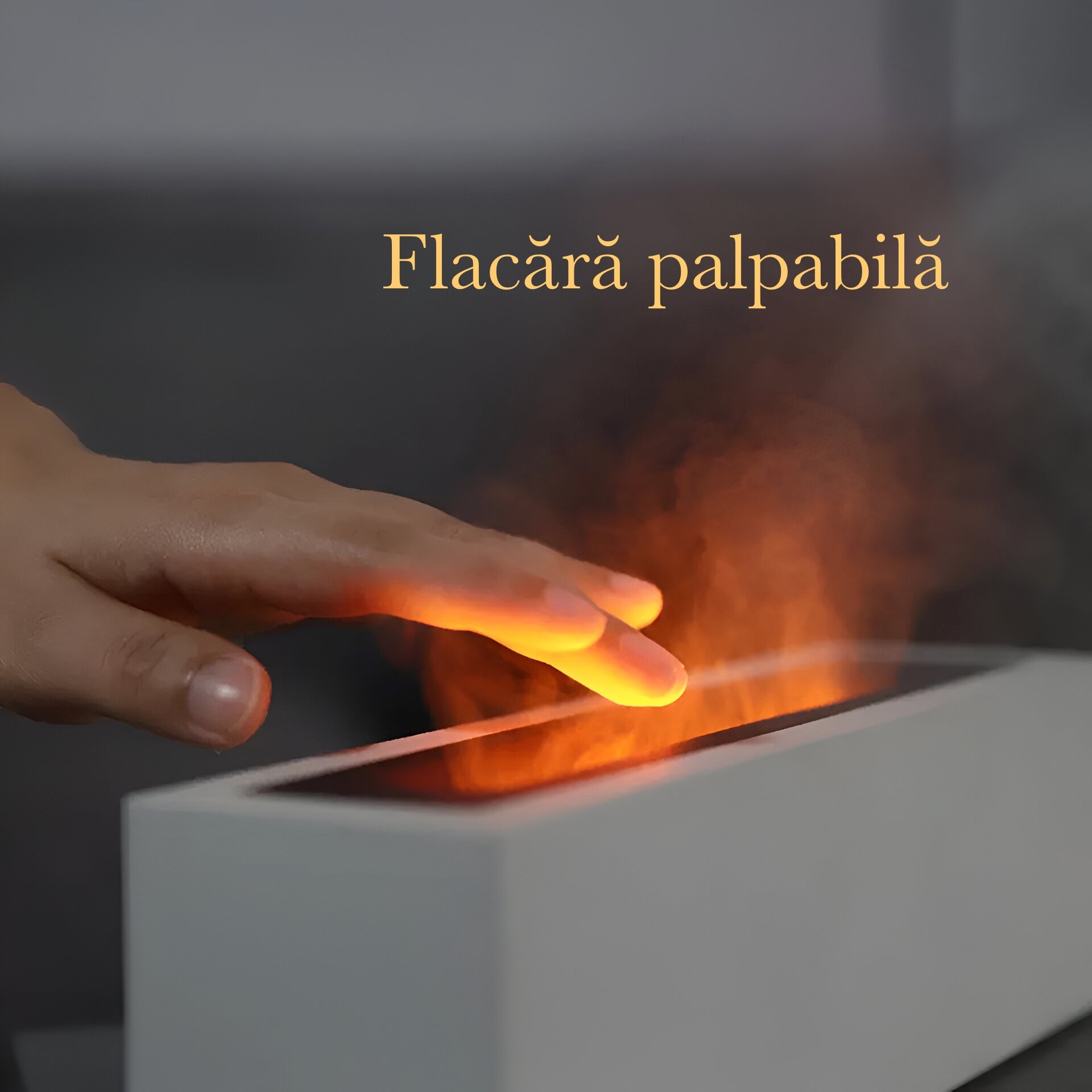Difuzor/ Humidificator Aromaterapie Efect de Flacara, Lumina galbena ...