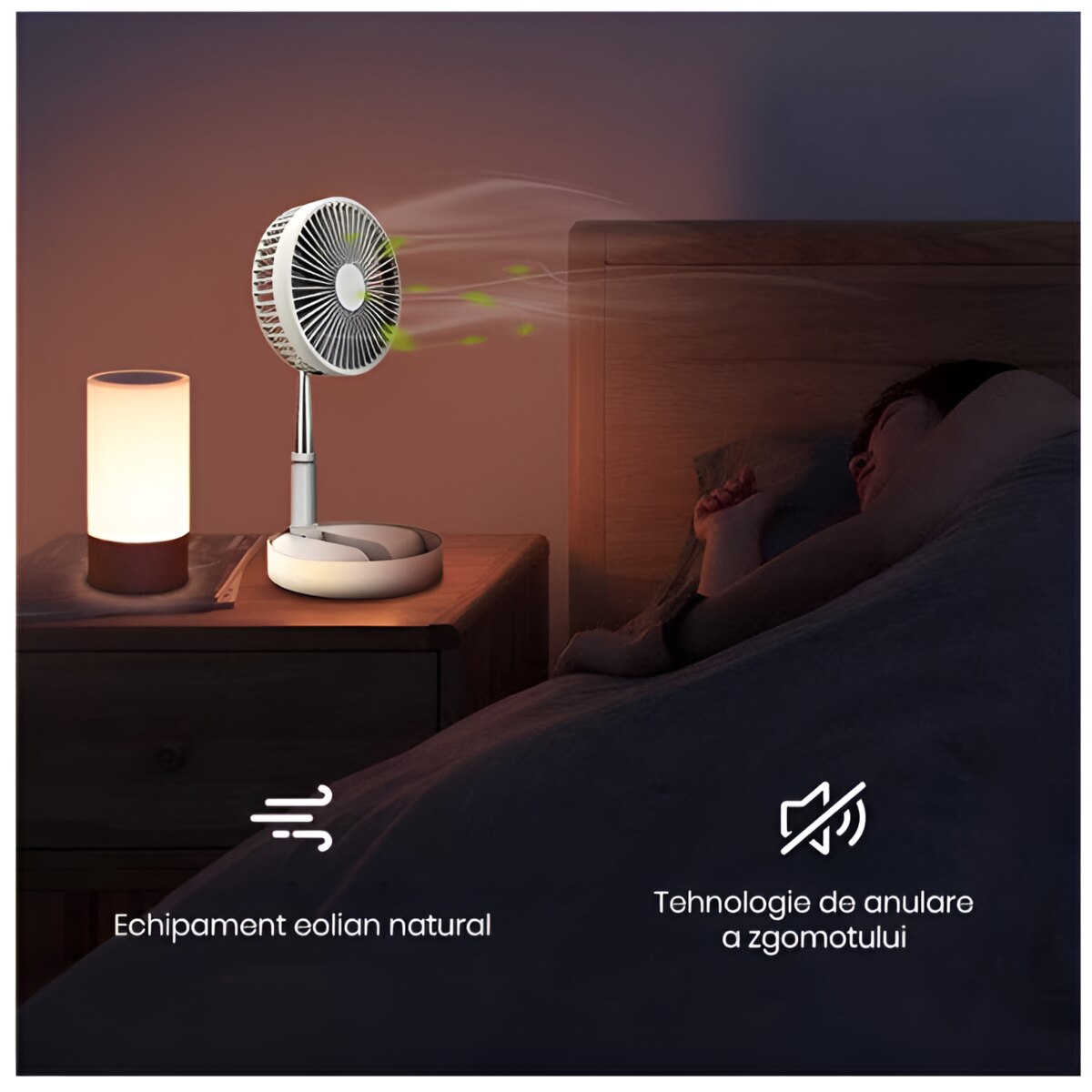 Mini Ventilator Portabil cu 3 Trepte de Viteza si 8 Ore Autonomie, Alb ...