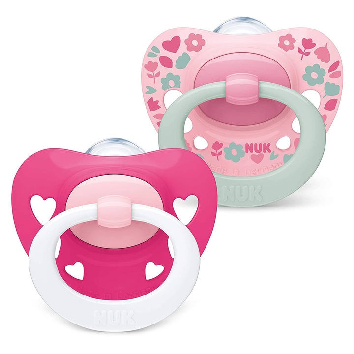 Nuk Signature Silicon M3 залъгалка Pink 18-36 месеца Комплект от 2 ...
