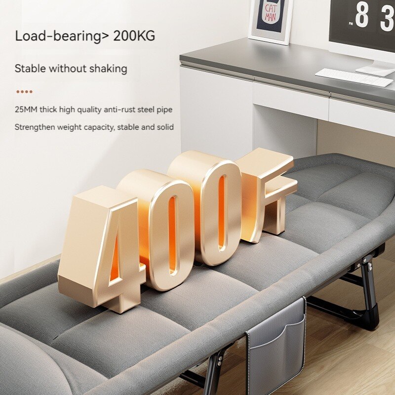 Pat pliabil, WALALLA, Metal/Bumbac, Reglabil, 200x65x30cm, Gri - eMAG.ro