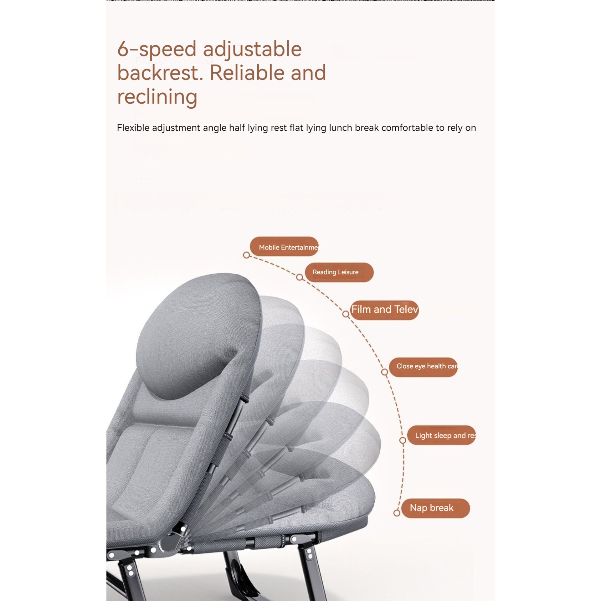 Pat pliabil, WALALLA, Metal/Bumbac, Reglabil, 200x65x30cm, Gri - eMAG.ro