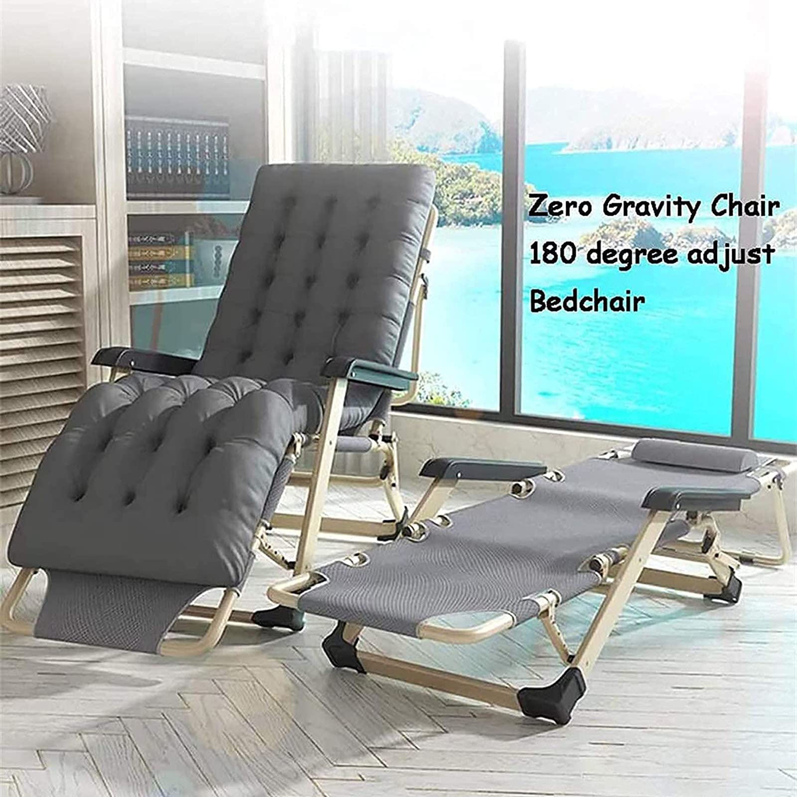 Pat pliabil, WALALLA, Metal/Panza Oxford, Ajustabil, 180x60x25cm, Gri ...