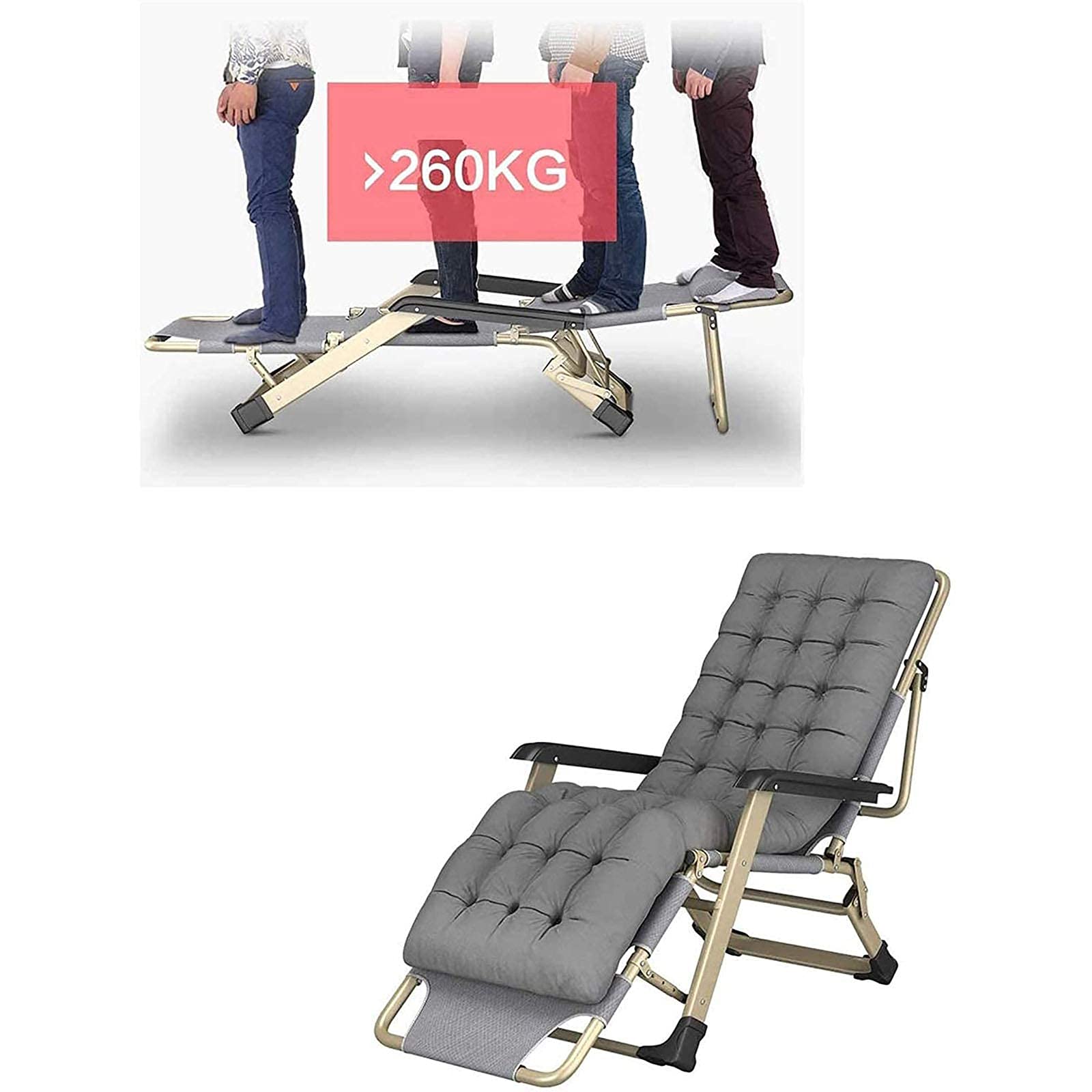 Pat pliabil, WALALLA, Metal/Panza Oxford, Ajustabil, 180x60x25cm, Gri ...