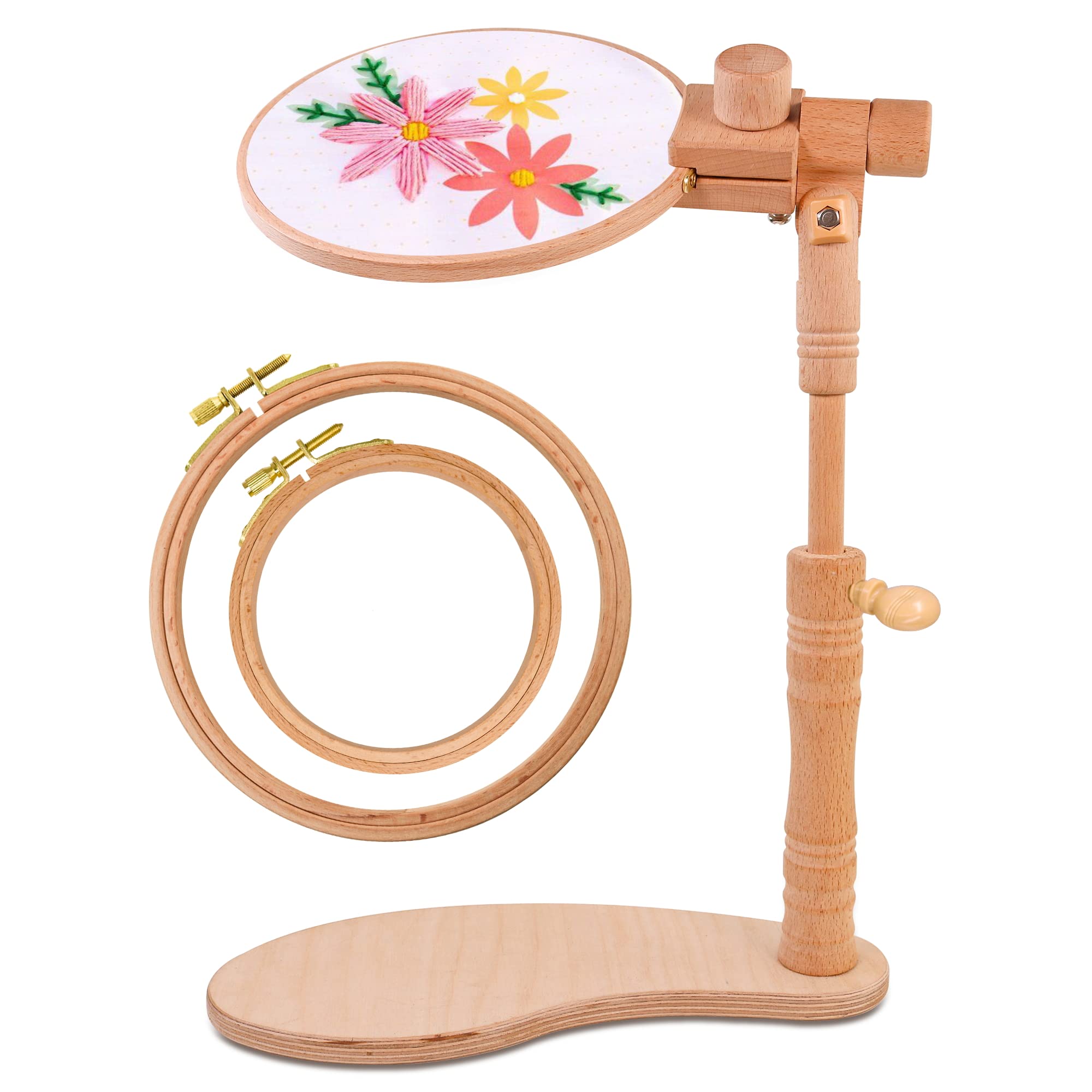 Стойка за бродиране, WALALLA, дърво, регулируема, кафява - eMAG.bg