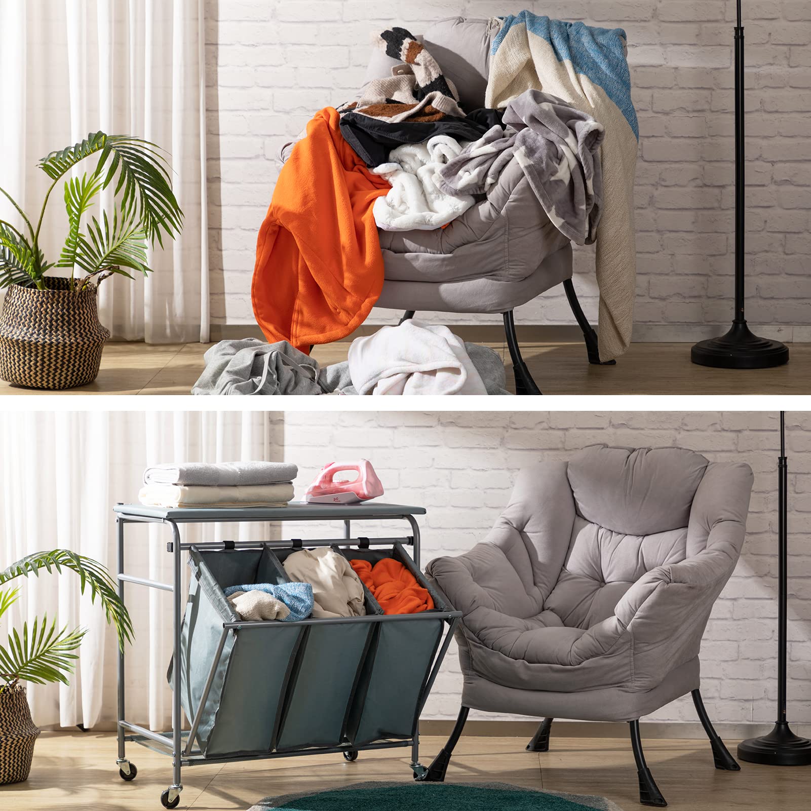 Cos de rufe, WALALLA, Metal/Panza Oxford, 3 Compartimente, Gri - eMAG.ro