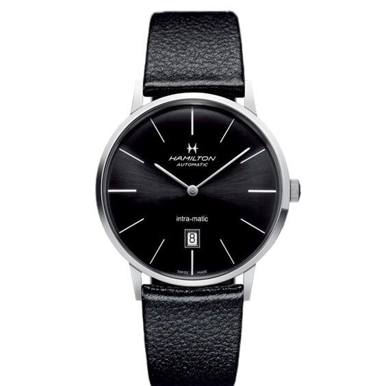Ceas de barbati, Hamilton, Otel/Piele naturala, Automatic, Negru - eMAG.ro