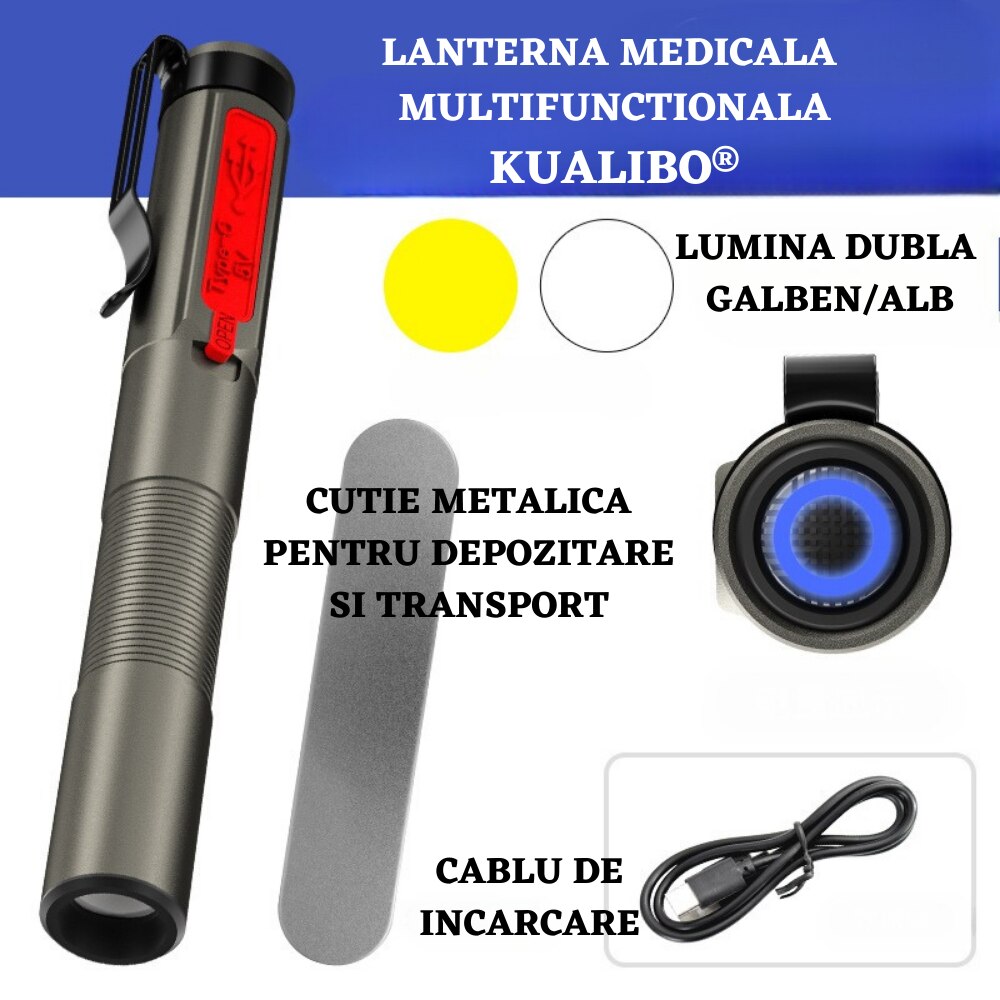 Lanterna LED KUALIBO®, Lumina Dubla Alb si Galben, Examinare Medicala ...