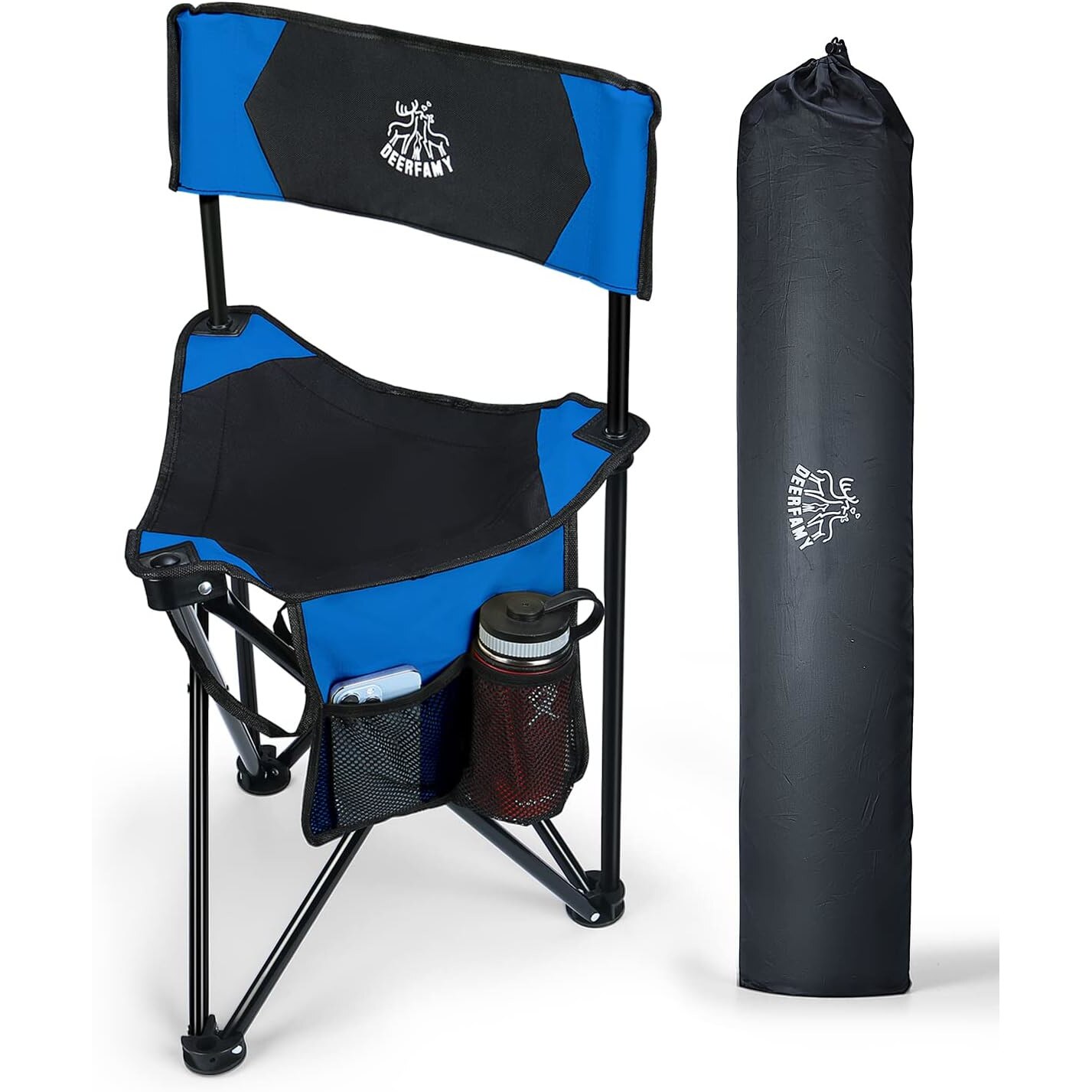 Scaun camping, Mgoqqt, Textil/Aluminiu, Pliabil, Negru/Albastru - eMAG.ro