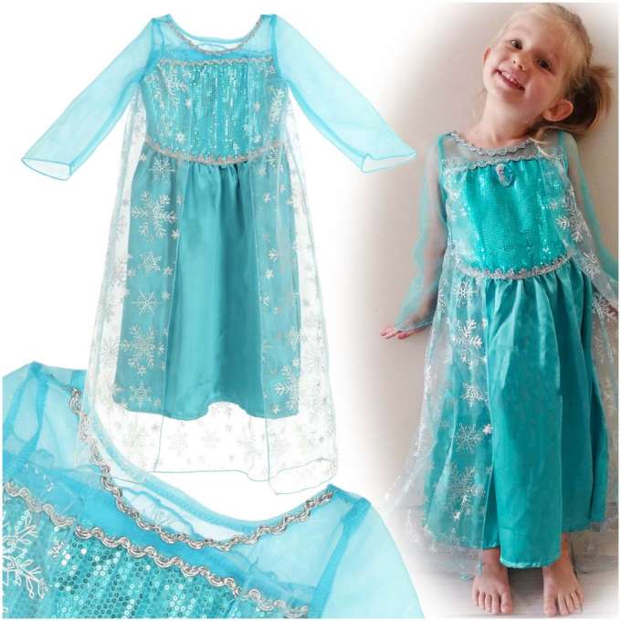 Set Costum de Petrecere pentru Fetite, Design Elsa Frozen, 120 cm ...