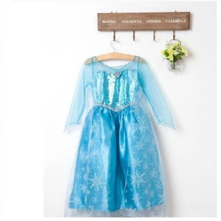 Set Costum de Petrecere pentru Fetite, Design Elsa Frozen, 120 cm ...