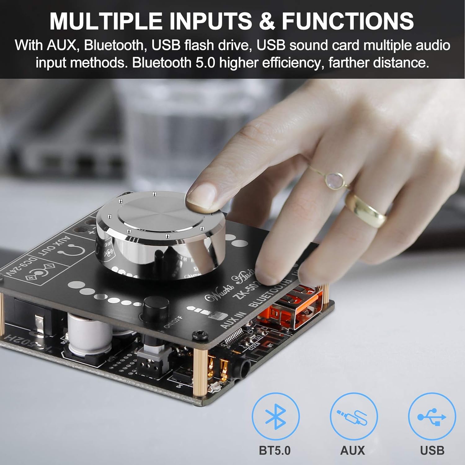 Kit modul amplificator, Cafuneplus®, stereo, 2x50W, bluetooth 5.0 HIFI ...