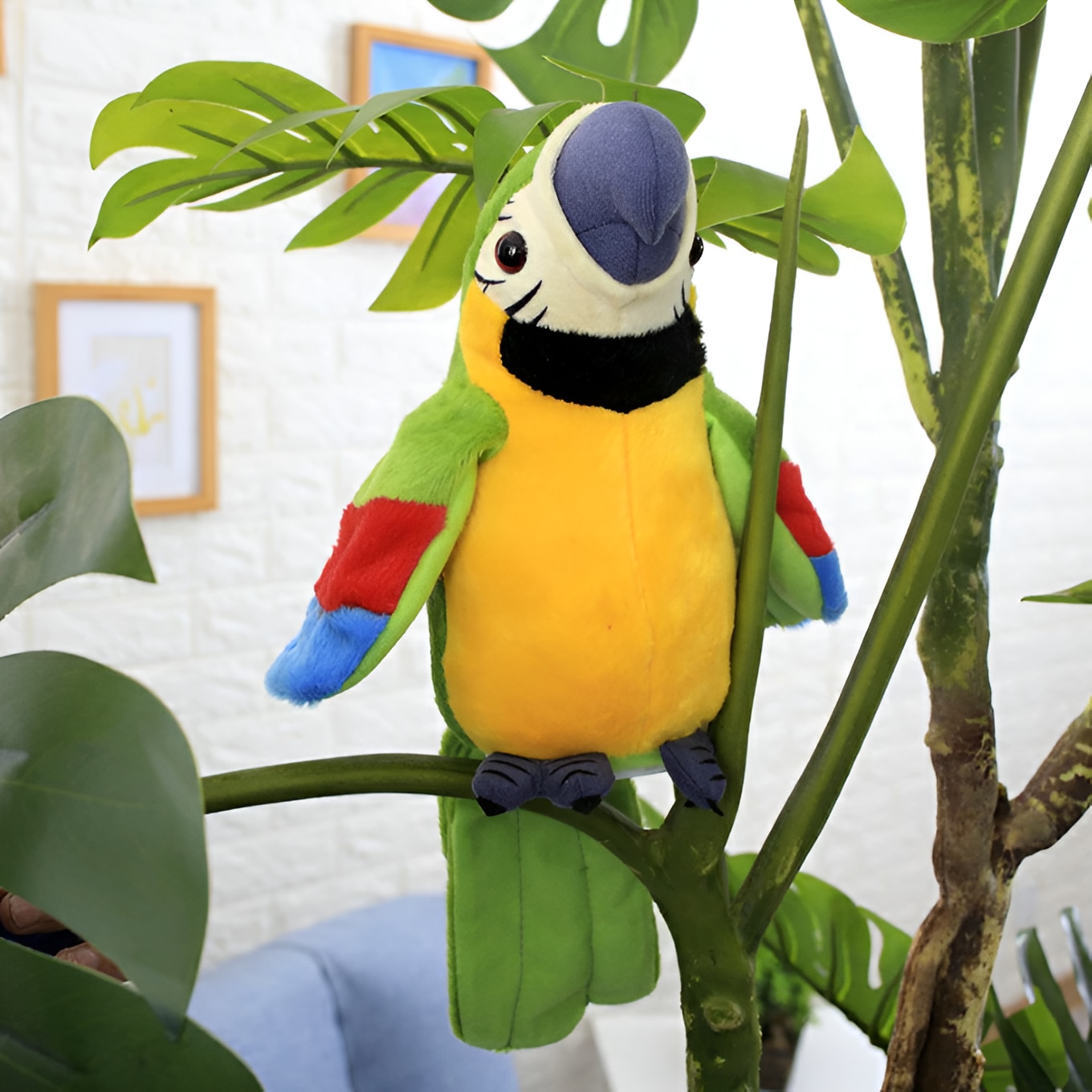 Jucarie de Plus Interactiva, Papagal Vorbitor, Verde, E-Manor® - eMAG.ro