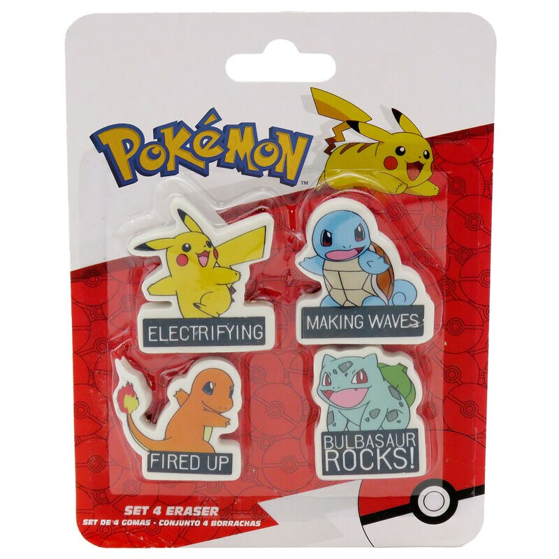 Set 4 gume de sters Pokemon - eMAG.ro