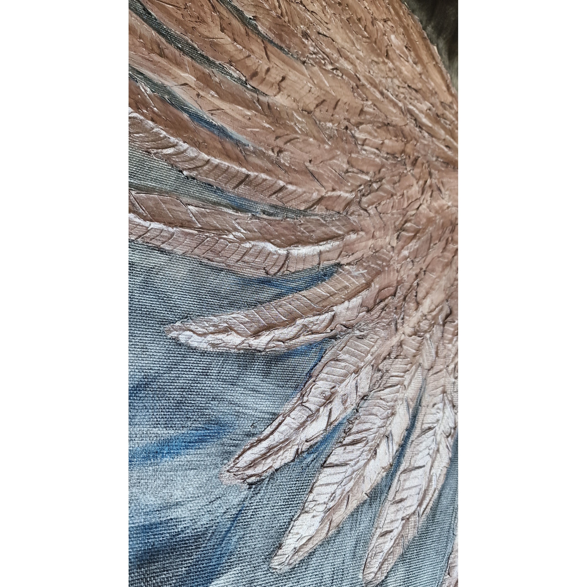 Set 2 tablouri aripi de inger, Pictura texturata in acrilice pe panza ...