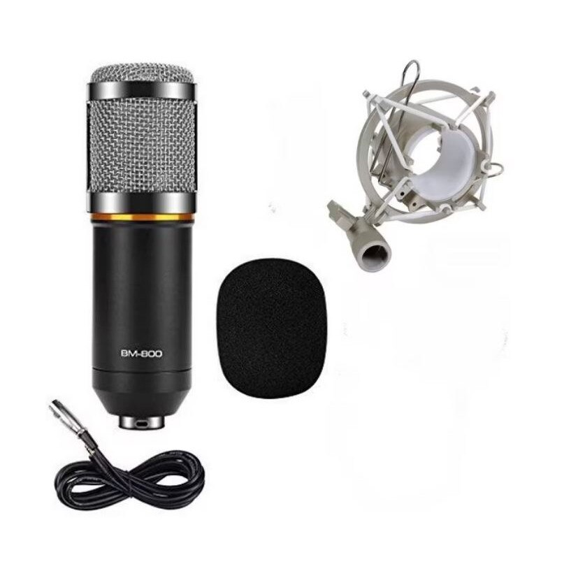 Set Microfon Condenser BM 800 Negru Si Placa De Sunet Mixer Suport ...