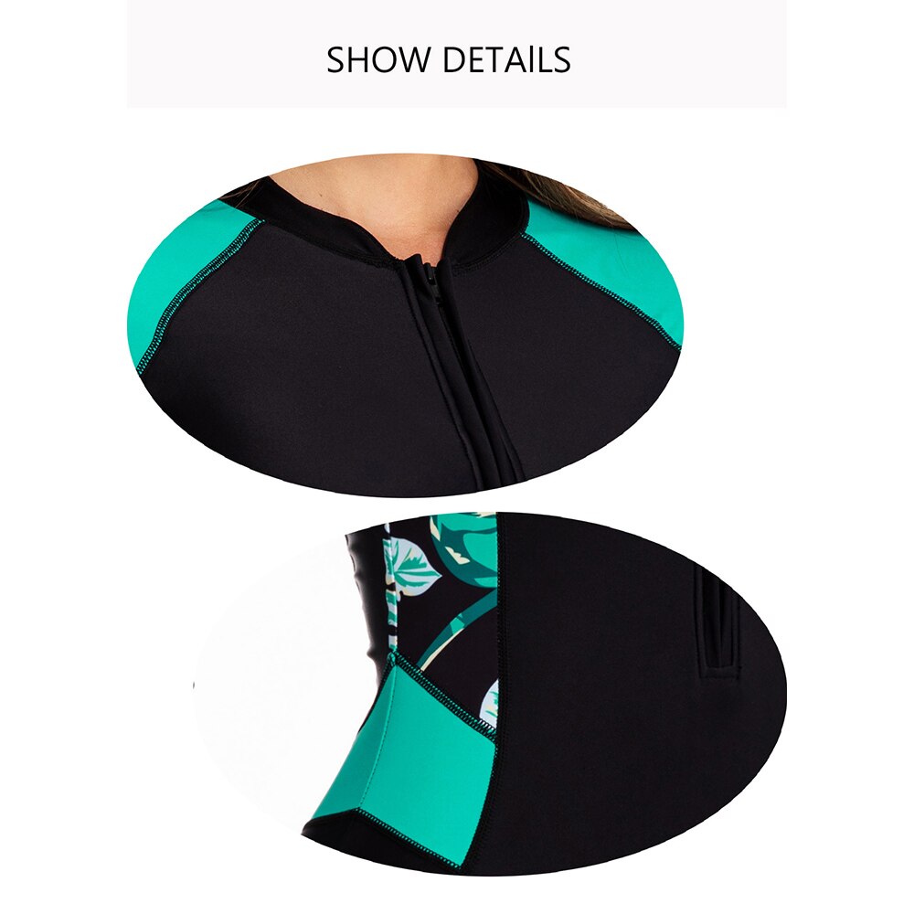 Costum inot dama, Cozevdnt, Nylon, Negru/Verde, XL - eMAG.ro