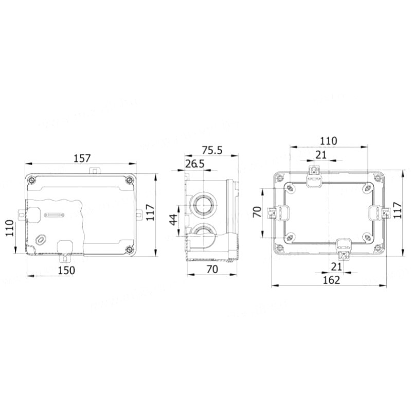 Doza aplicata 150x110mm cu capac transparent ABS si PC IP67 cu urechi ...