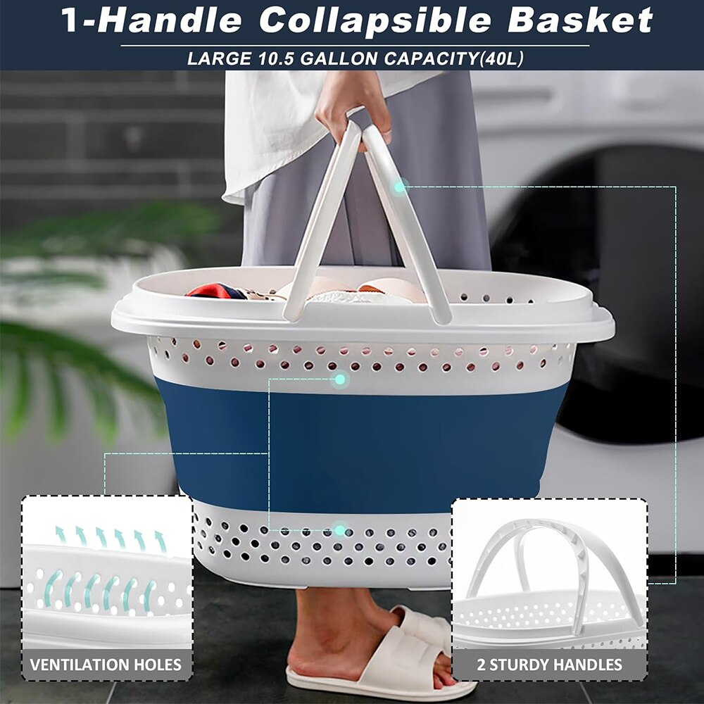 Cos de rufe pliabil cu manere, pentru organizare si depozitare, SOOYE ...