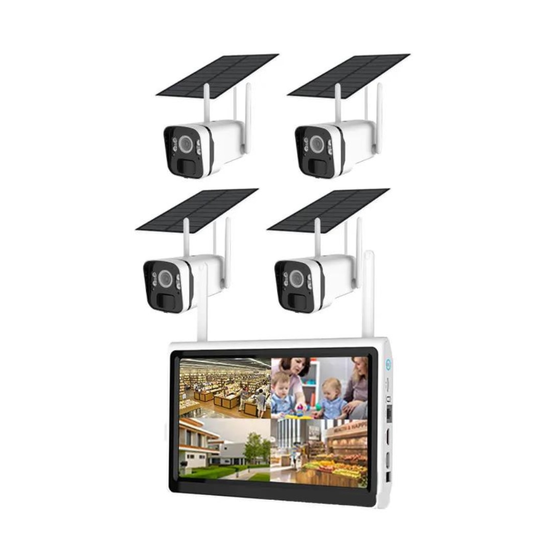 Sistem Supraveghere 4 Camere Exterior Wireless Profesional cu Incarcare ...