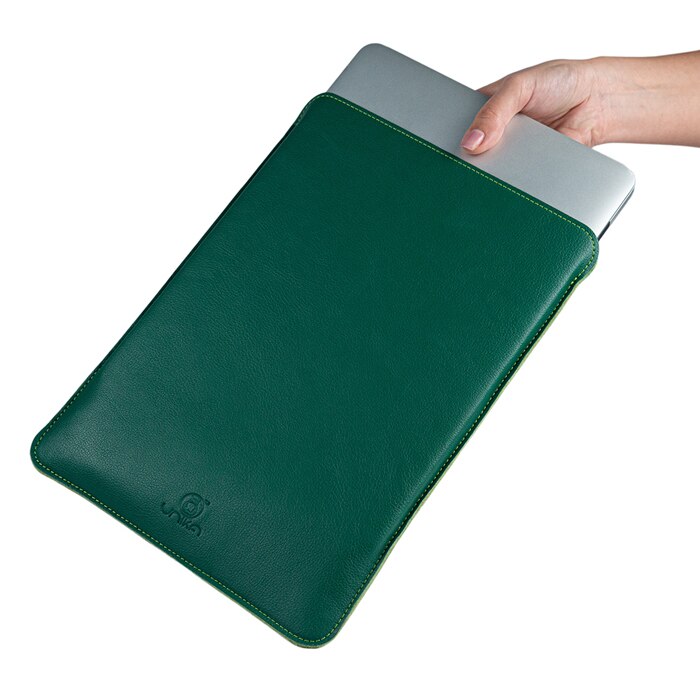 Husa laptop, MacBook PRO 14 inch, piele PU cu lana din fibre naturale ...