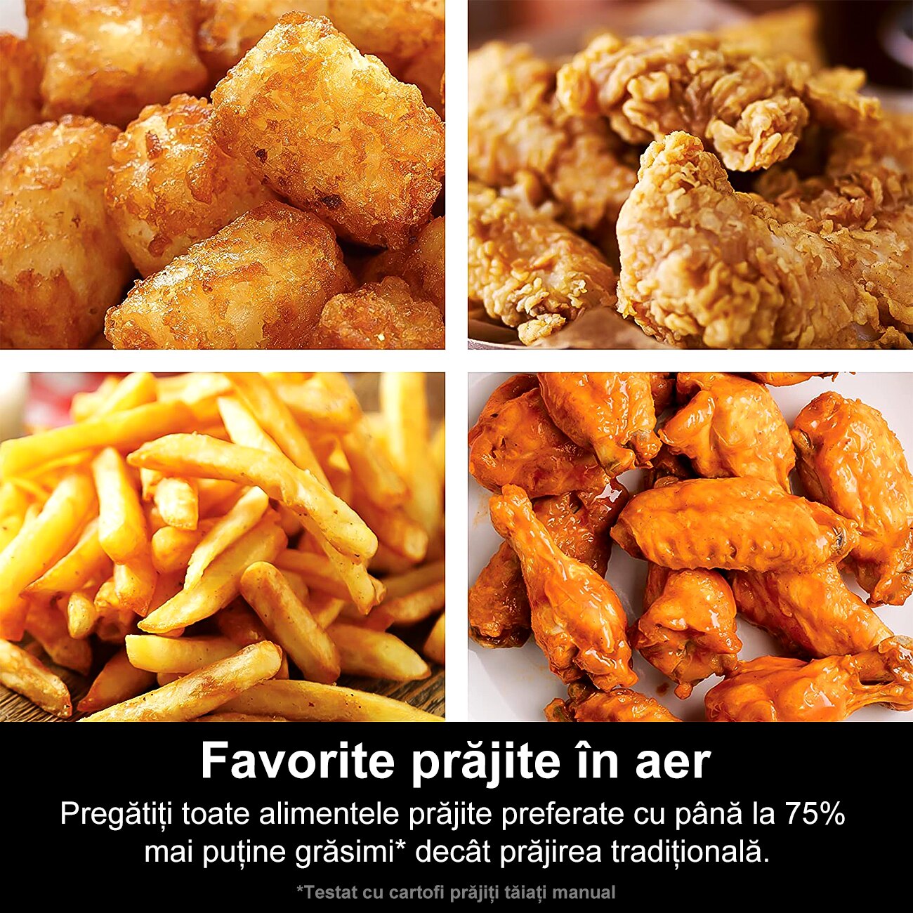 Friteuza cu aer cald XINXU Smart Air Fryer, 1350W, capacitate 4.5L, 10 programe, timp si ...