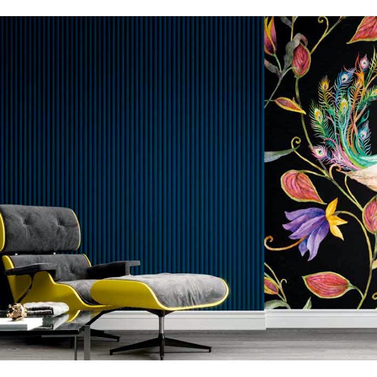 Panou riflat, riflaj decorativ MDF navy blue Flow, 280x11,8x1,8 cm ...