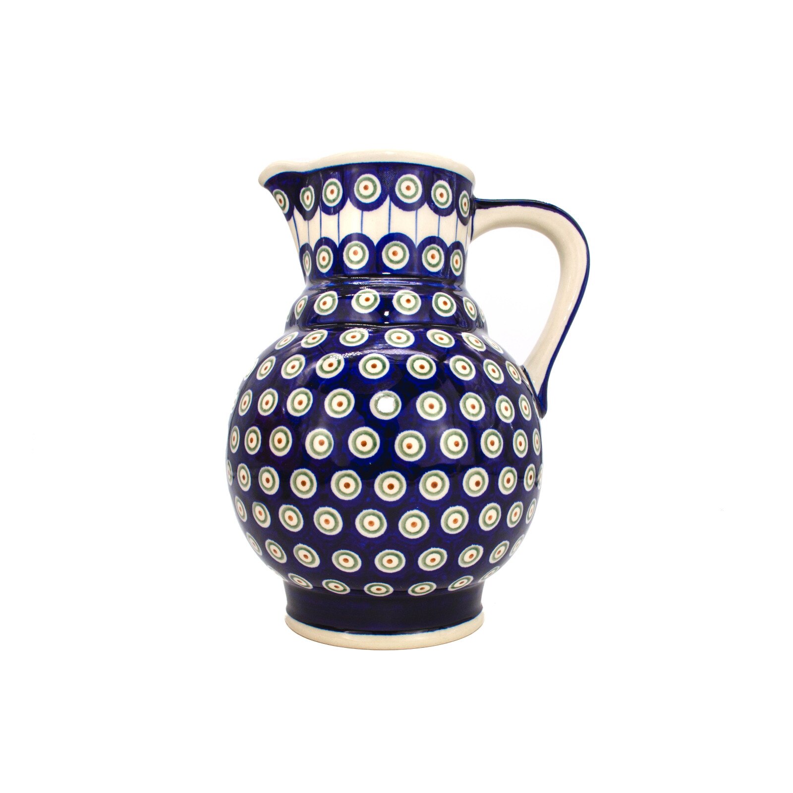 Carafa ceramica smaltuita pentru apa / limonada / vin Peacock Eyes ...