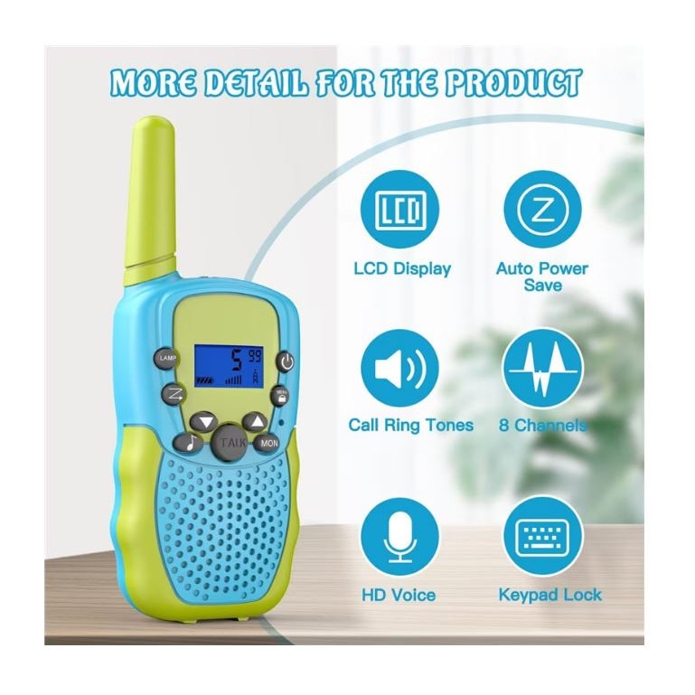 Set 2 statii radio, T388 Walkie Talkie, 22 Canale, 3km, Albastru/Verde - eMAG.ro