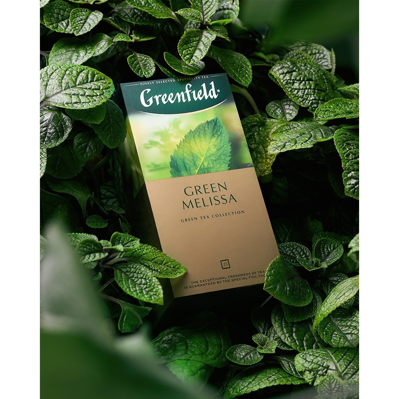 Ceai verde Greenfield Green Melissa, 25 pliculete x 2 g, cu aroma de ...