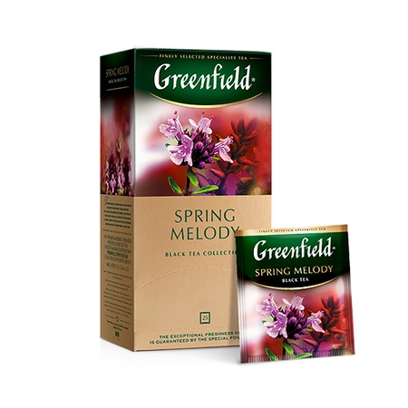 Черен чай Greenfield Spring Melody, 25 пакетчета*1,5 гр., с вкус на ...