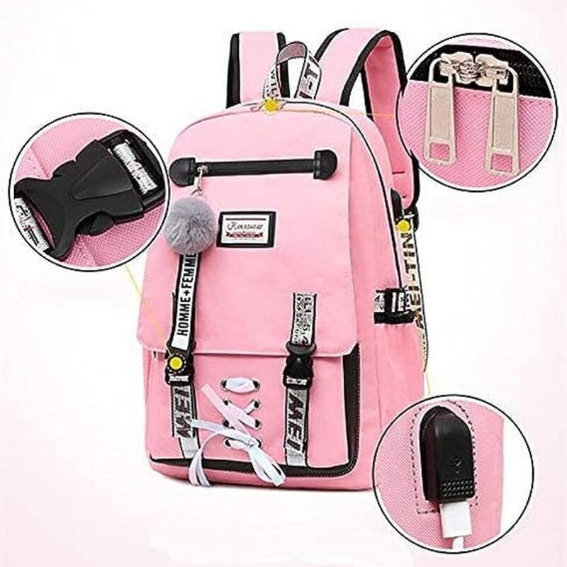 Ghiozdan Smart Mercaton® pentru copii, Material impermeabil, Port USB ...