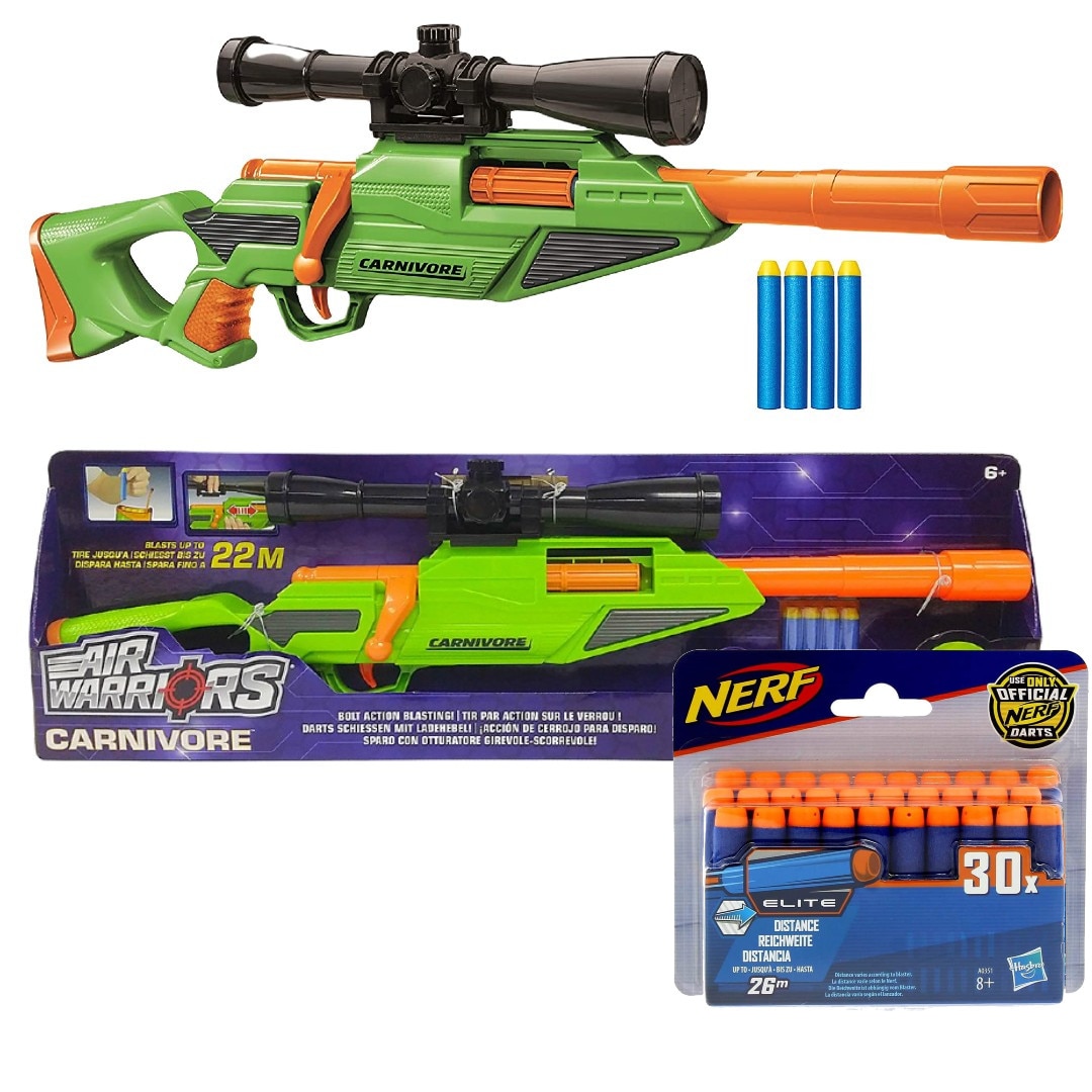 Buzz Bee Air Warriors Carnivore + sageti Nerf Elite, 30 buc - eMAG.ro