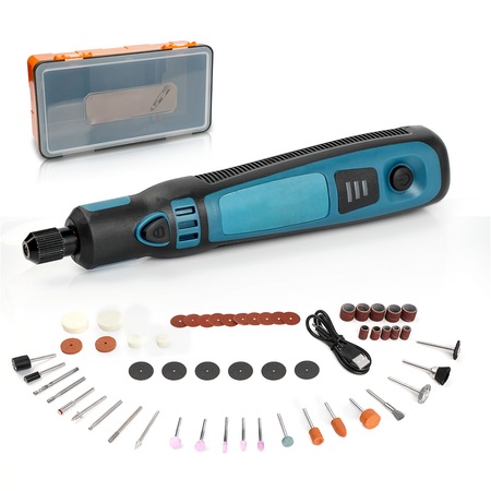 Polizor drept pe acumulator, XinXu, Set Mini freza electrica cu 48 ...