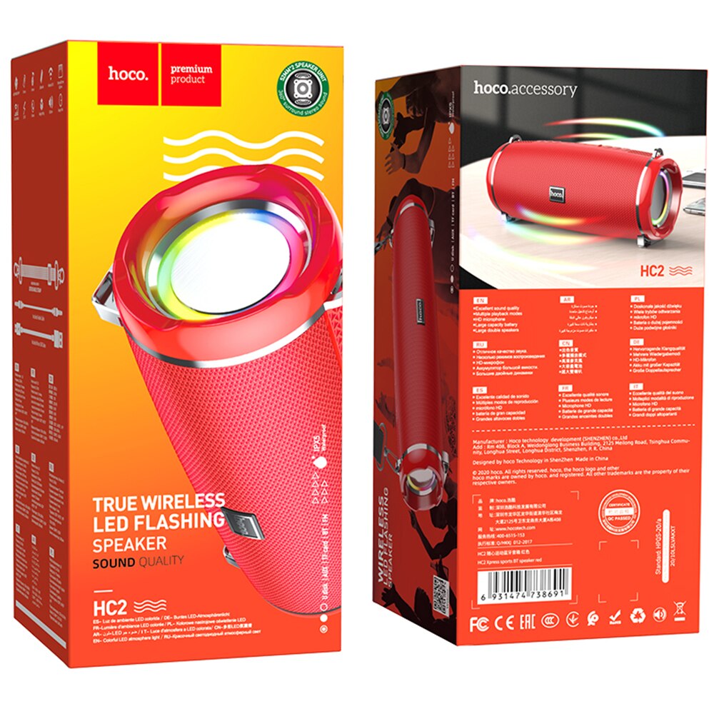 Boxa Portabila Bluetooth 5.0,2x5W, Xpress, A88, Red - eMAG.ro