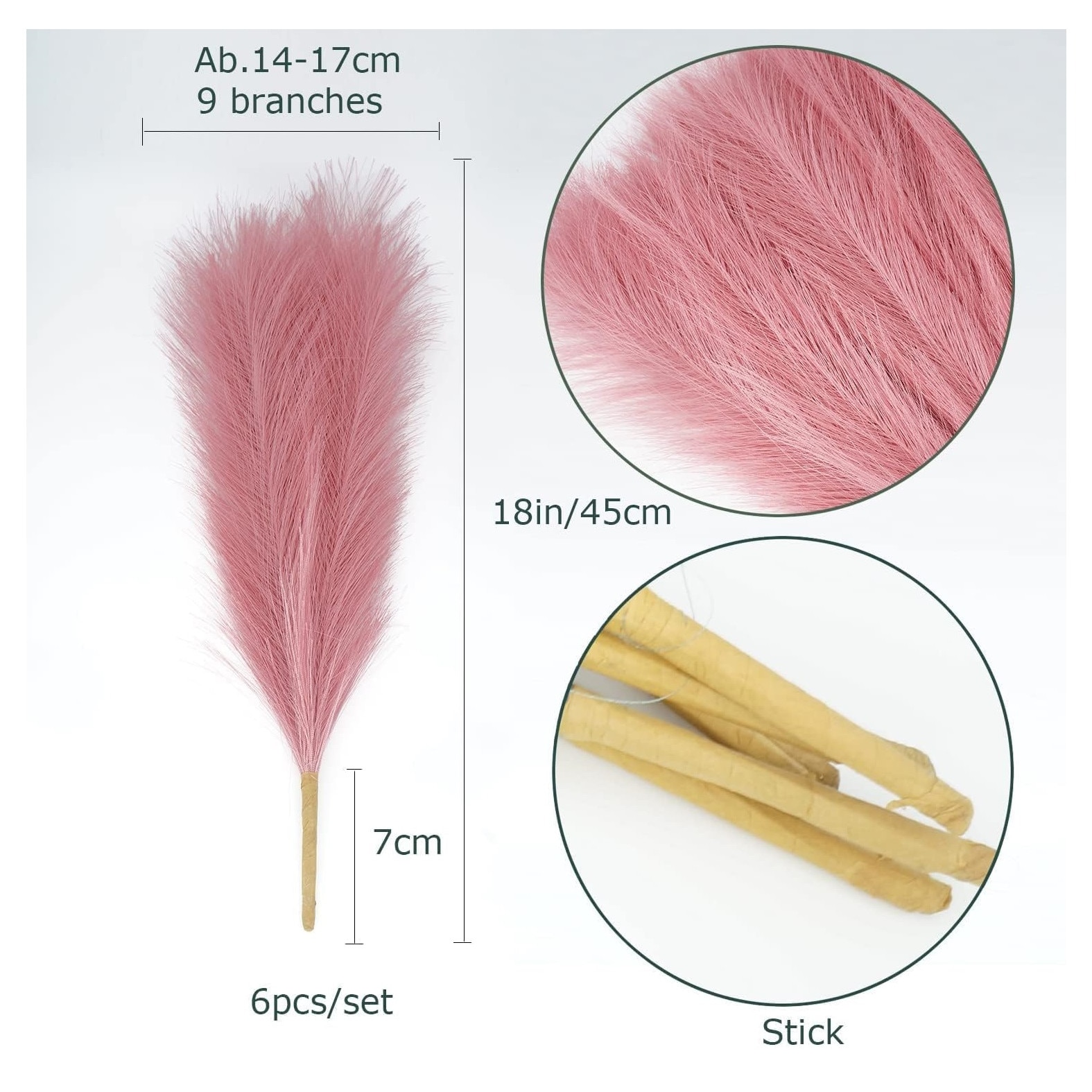 Set 6 Fire Iarba de Pampas Artificiala Din Matase Pentru Decoratiuni ...